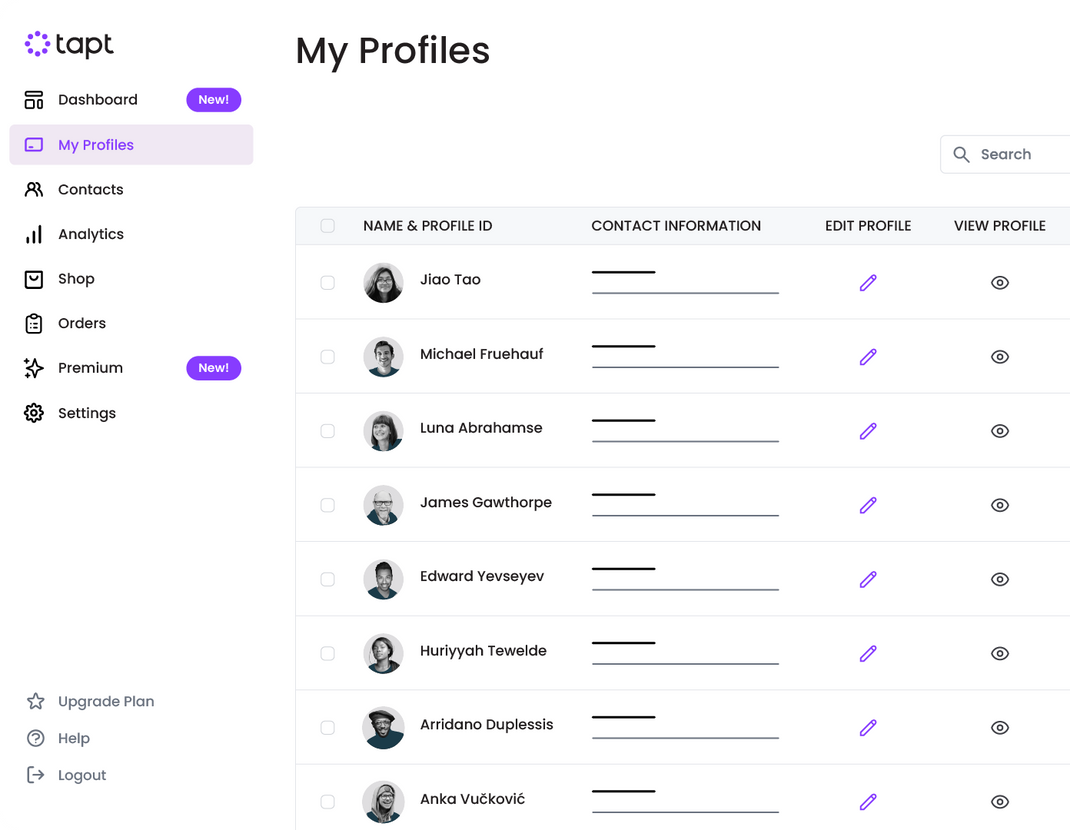Contactless Digital Business Card | Virtual NFC Cards | Tapt