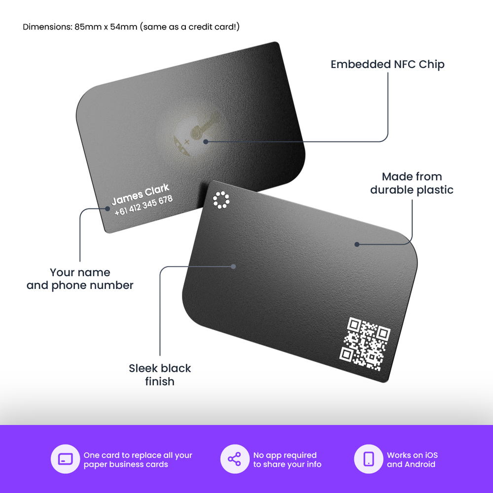 Tapt Black | Digital Business Card | Electronic Smart Card